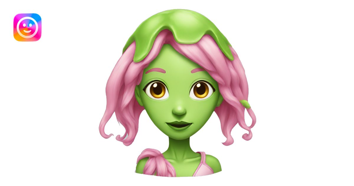 green alien girl with elf ears and pink hair emoji | AI Emoji Generator