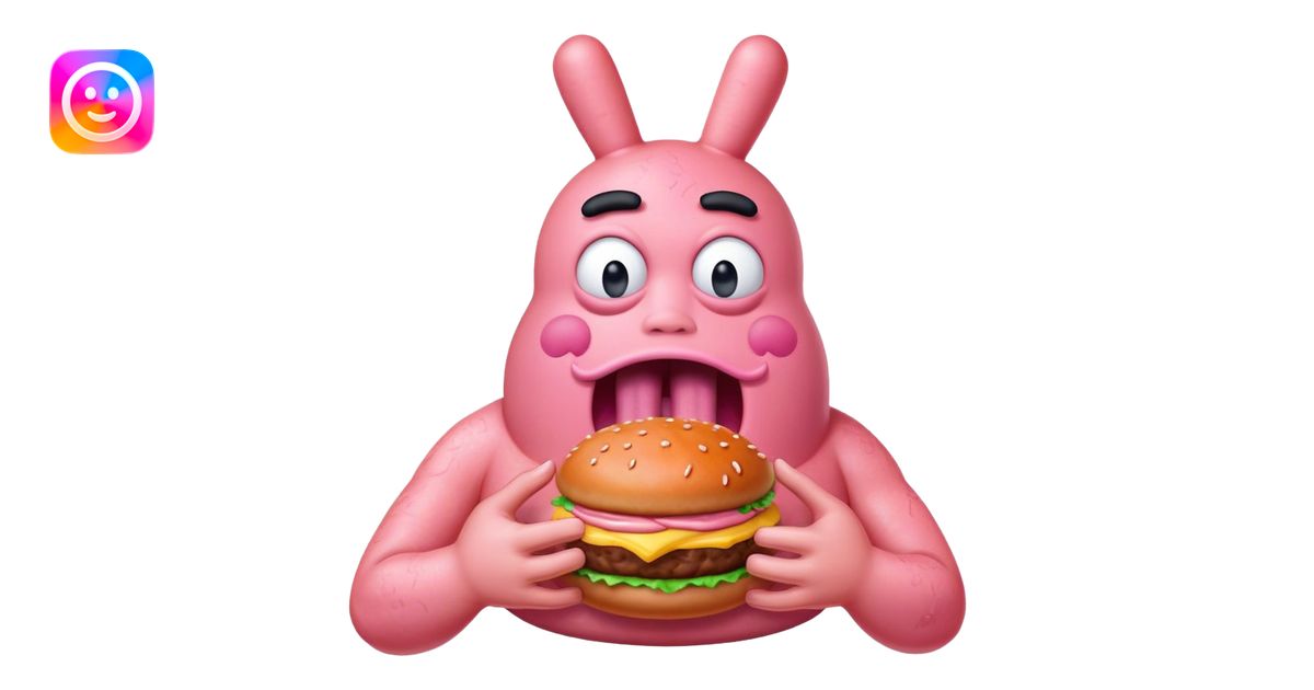 Patrick star inhaling krabby patties emoji | AI Emoji Generator