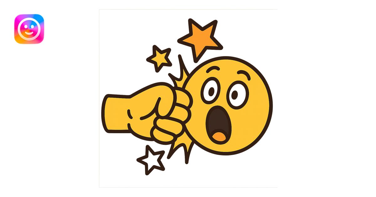 flat-toon style dramatic punch scene with yellow emoji fist hitting ...