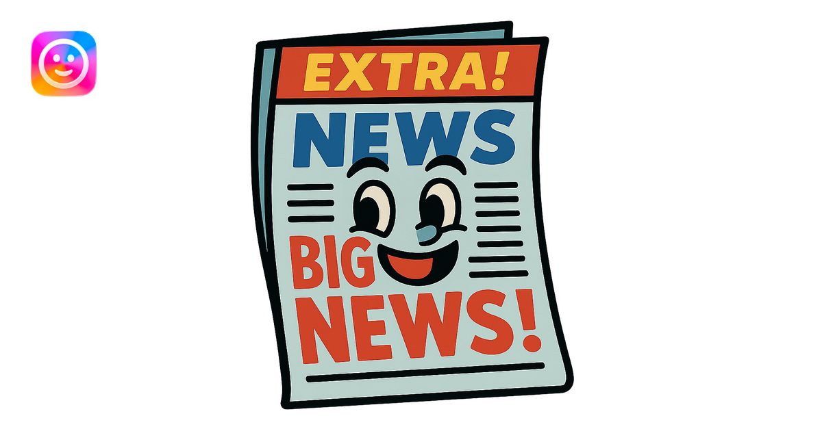 cartoon newspaper with exaggerated headlines and a smiling face ...