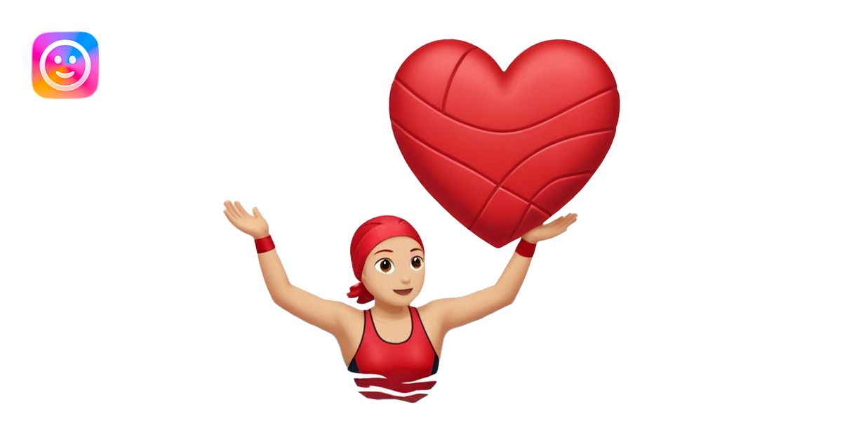 Natación y voley en un corazón de color emoji | AI Emoji Generator