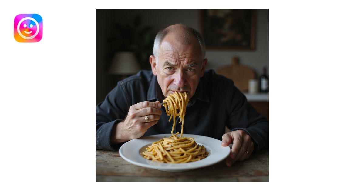 a hyperrealistic 4K image of a sad man about 30 years old eating a ...