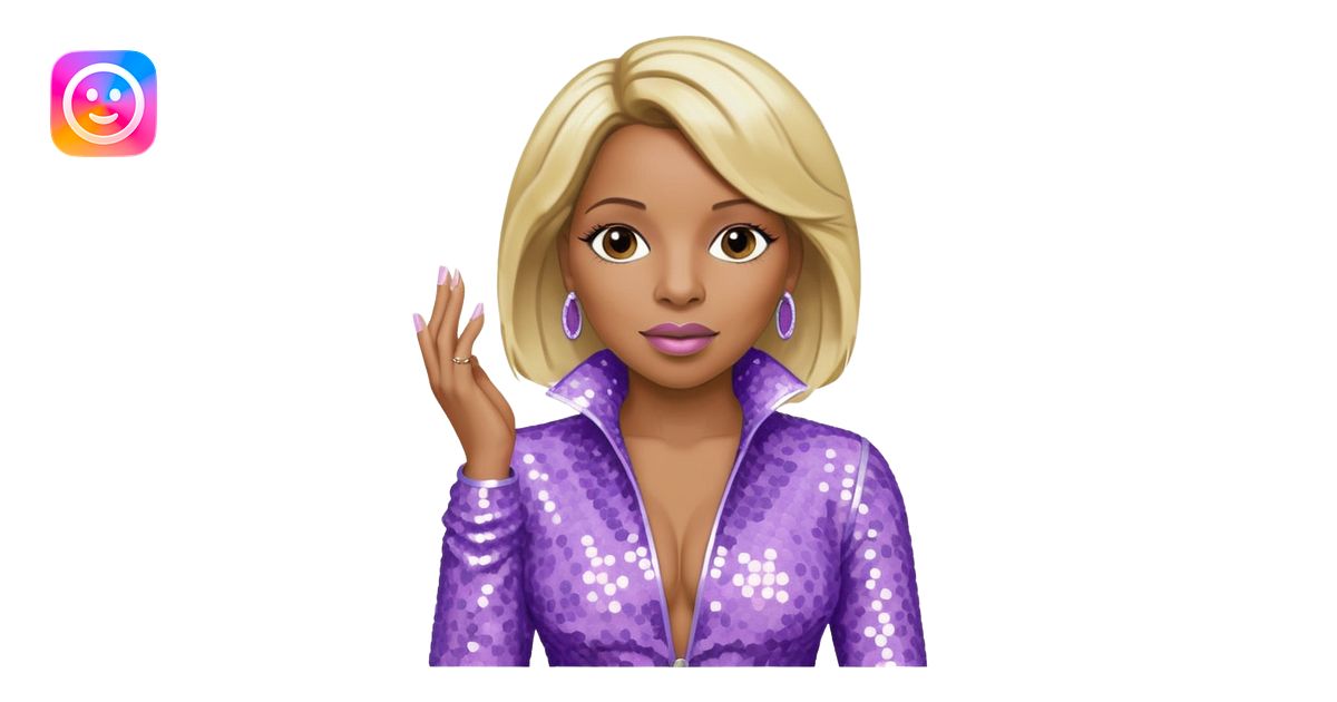 Mary J Blige with blonde hair, lilac sequin outfit emoji | AI Emoji ...