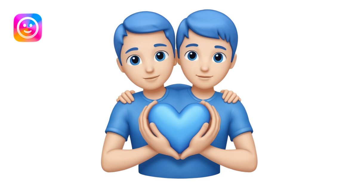 blue heart being embraced by arms emoji | AI Emoji Generator