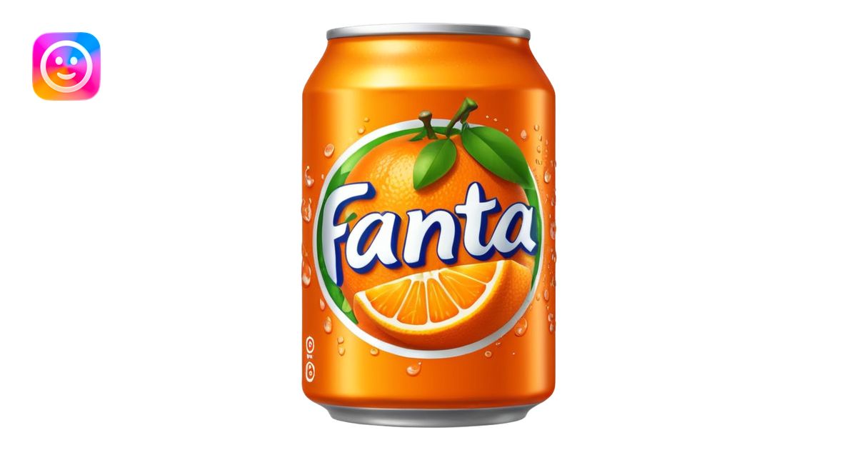 Draw a bright orange Fanta can with the bold logo & fruit graphics ...