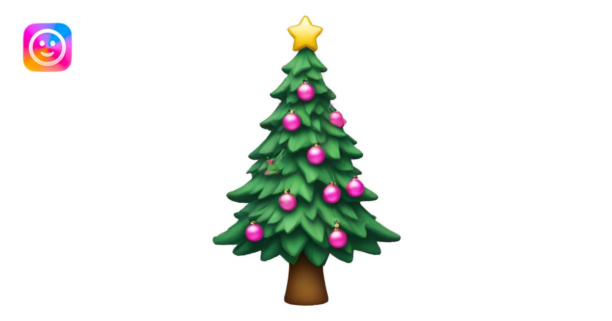 A Christmas tree with pink decorations emoji | AI Emoji Generator