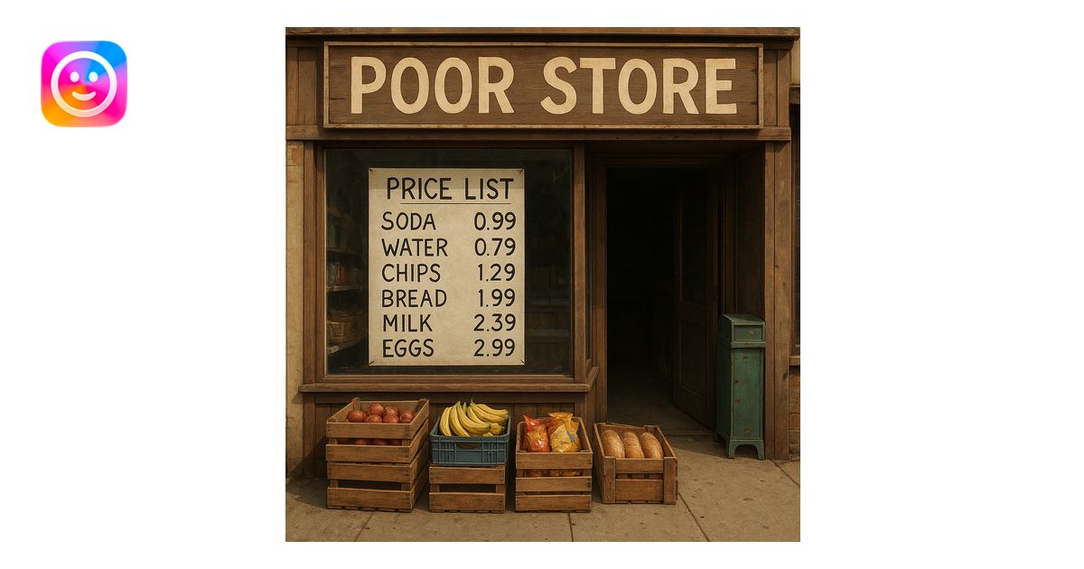 Convenience store named poor store and more emoji | AI Emoji Generator