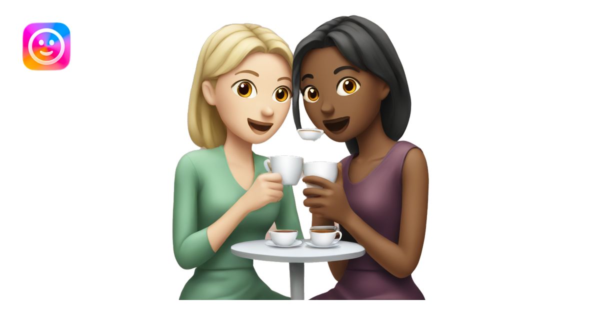 Three girls drinking tea gossip emoji | AI Emoji Generator