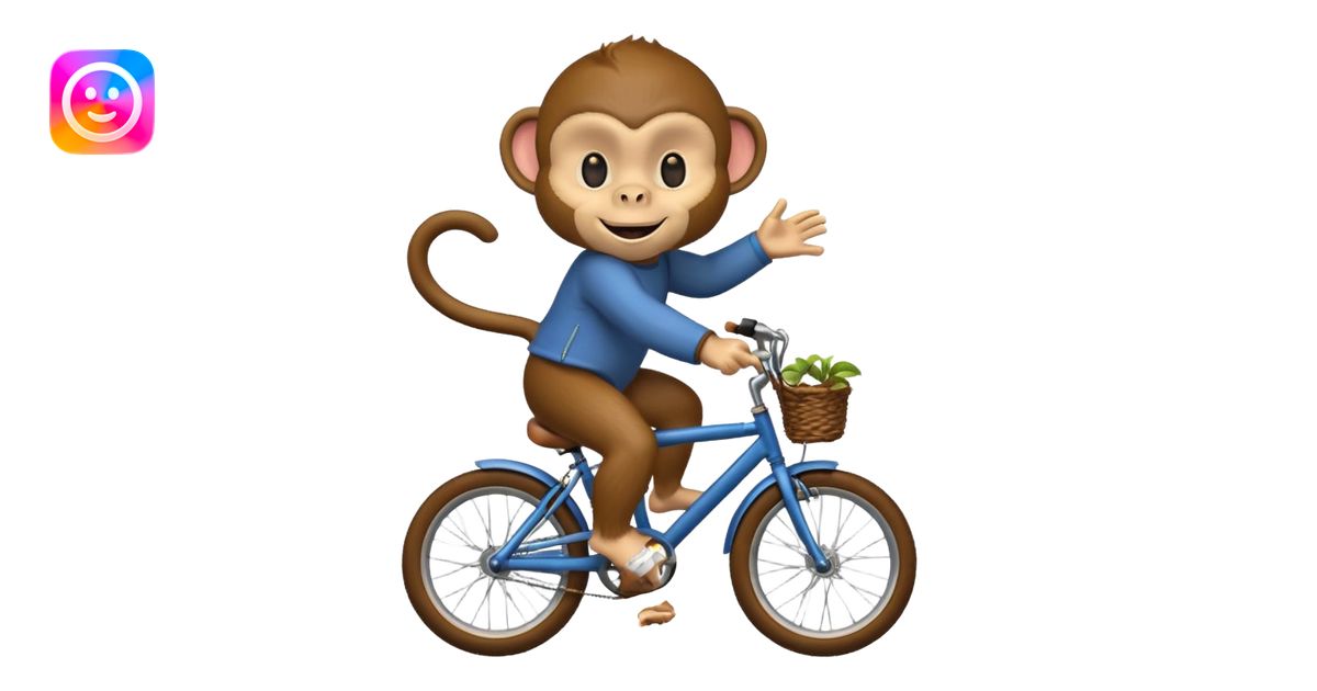 monkey pretending to ride bike but bike emoji | AI Emoji Generator