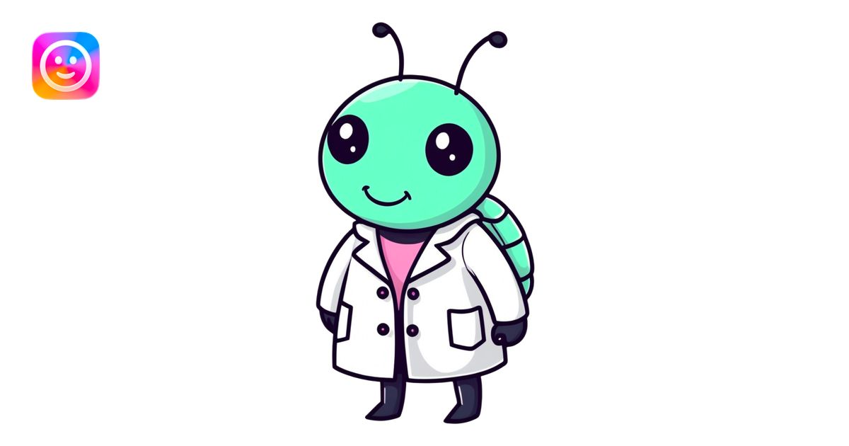 A cute beetle bug very girly looking colors wearing a lab coat image ...