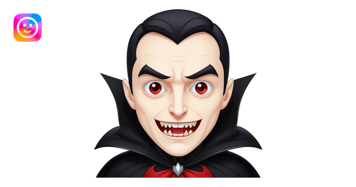 Dracula vampire with cape and fangs emoji | AI Emoji Generator