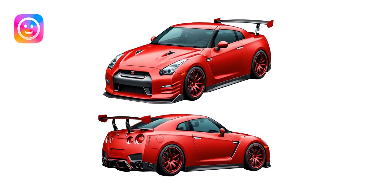 GTR com body kit vermelha um único carro só emoji | AI Emoji Generator