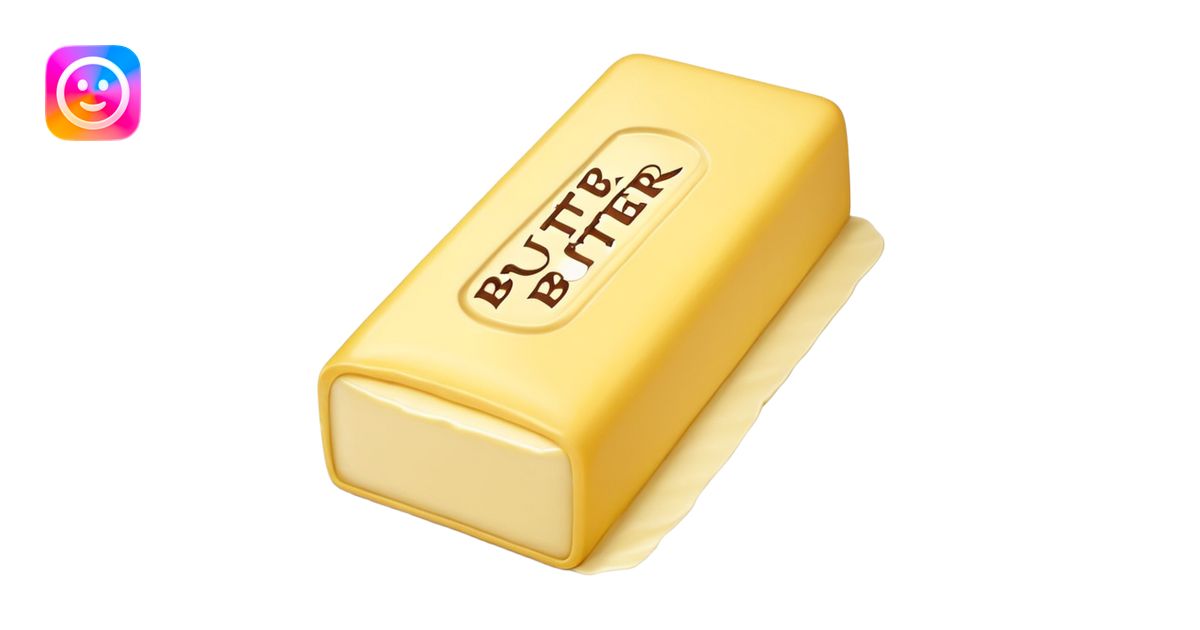 Create an image with butter and text in front that says butter emoji ...