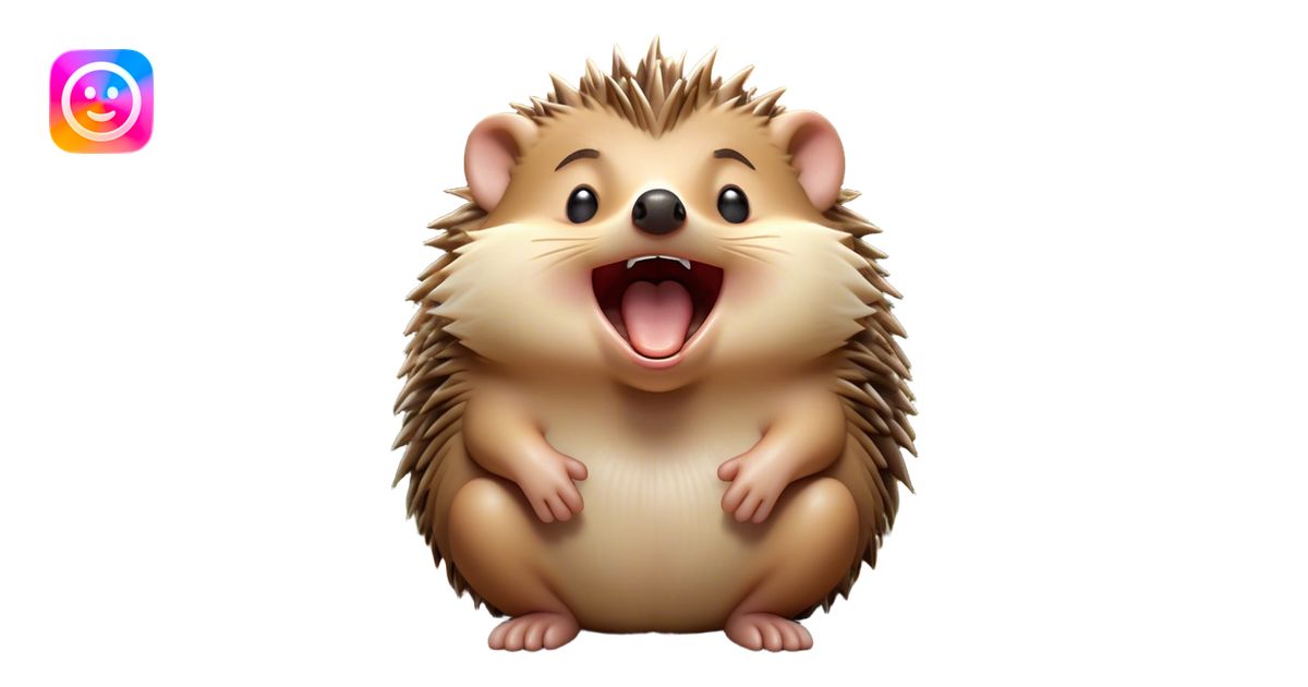 Cinematic Silly Yawning Hedgehog Portrait Emoji, Head tilted with a ...