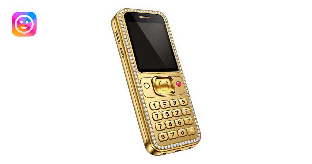 gold bedazzled flip phone emoji | AI Emoji Generator