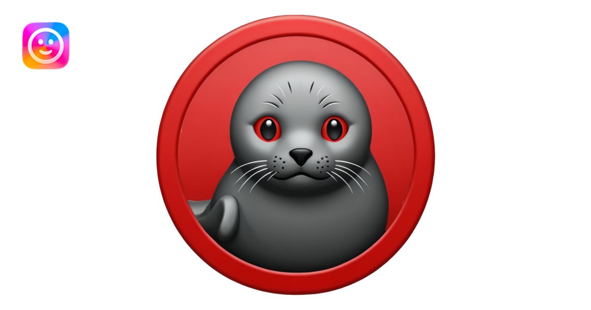 iOS sticker, summoning seal, black circle, red symbol, minimal emoji ...