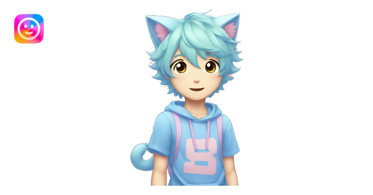 Cute Attractive Gorgeous Kawaii Pastel Anime Catboy emoji | AI Emoji ...