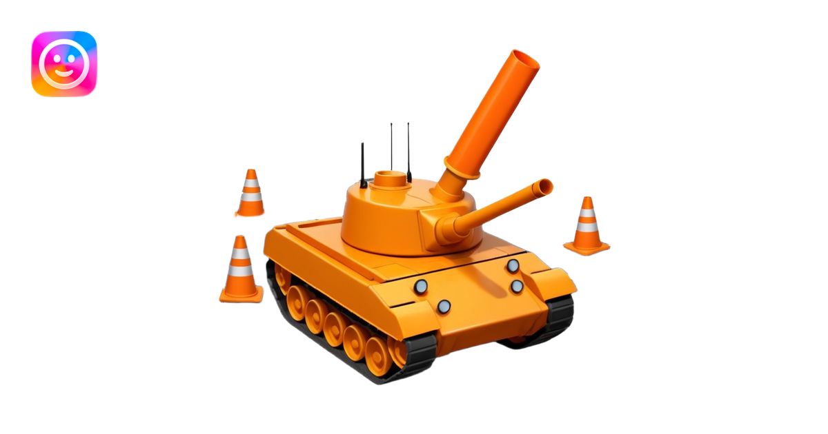tank running over and squashing traffic cones emoji | AI Emoji Generator