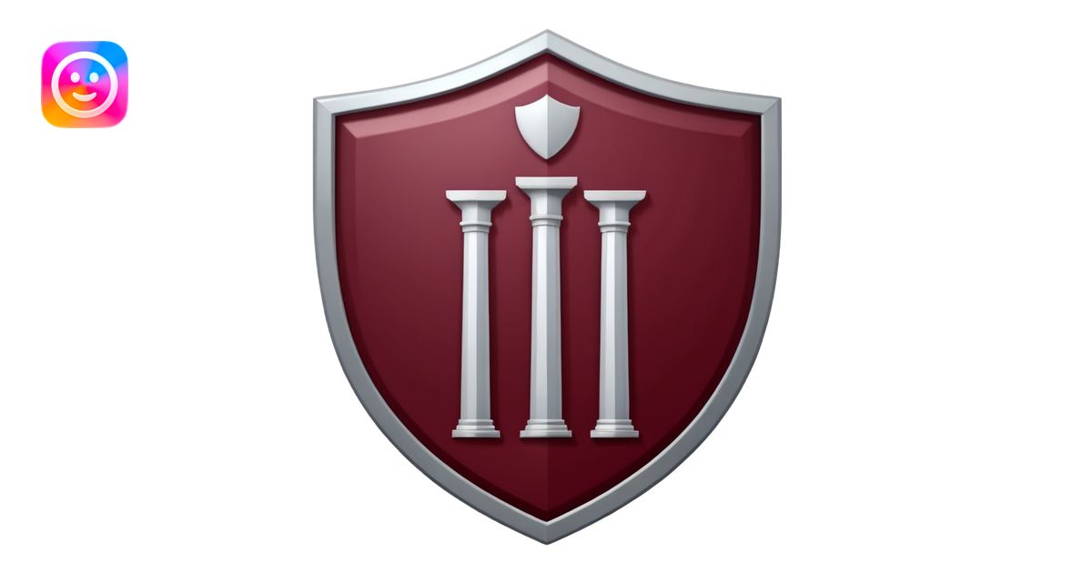 "A modern shield-shaped logo divided into maroon and grey quarters ...