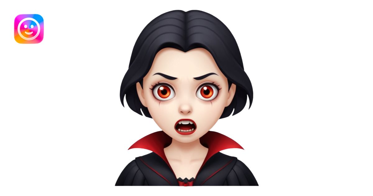 Cartoon vampire girl with a scared and shocked expression emoji | AI ...