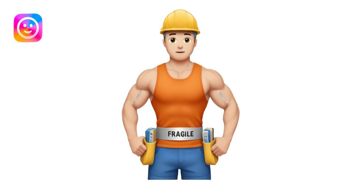 Apartment Mover, Fragile-Label Runner with tape belt. emoji | AI Emoji ...