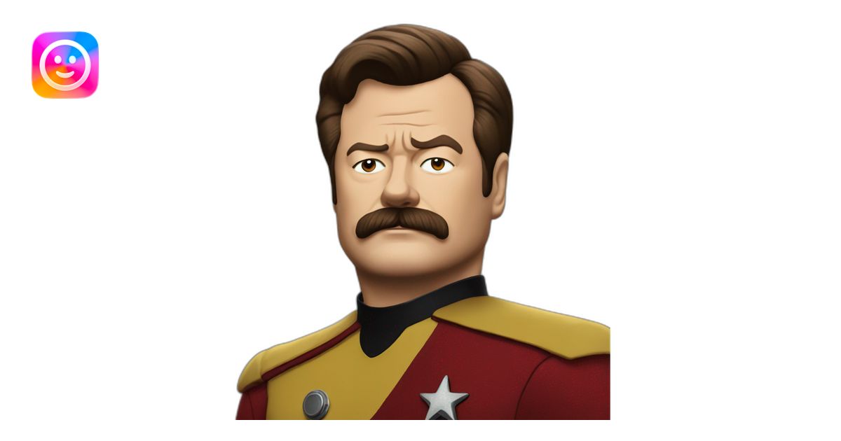 Ron Swanson as Captain Kirk Star Trek emoji | AI Emoji Generator