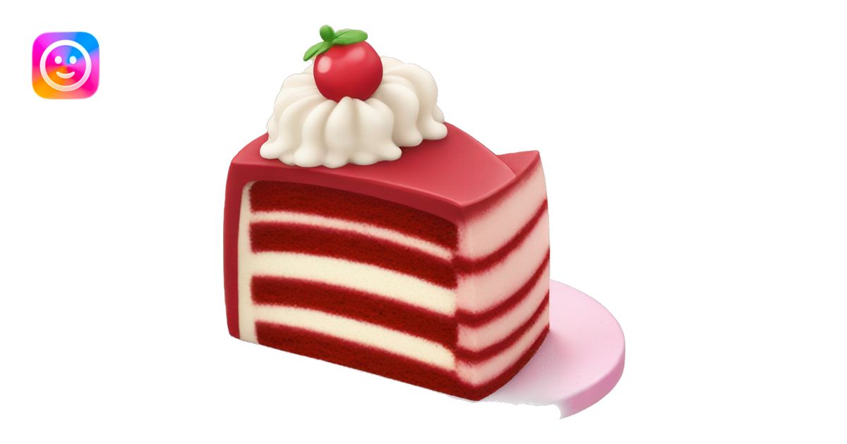 Kawaii red velvet cake slice with layers emoji | AI Emoji Generator