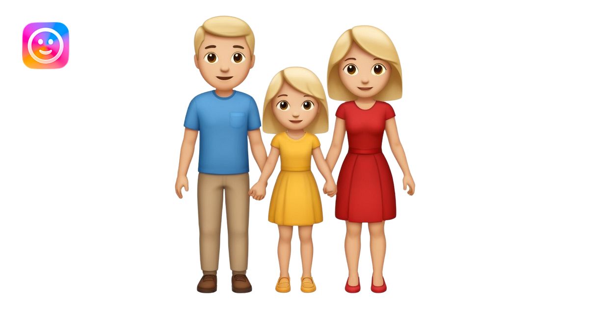 family emoji with mom, dad, son, and daughter holding hands emoji | AI ...