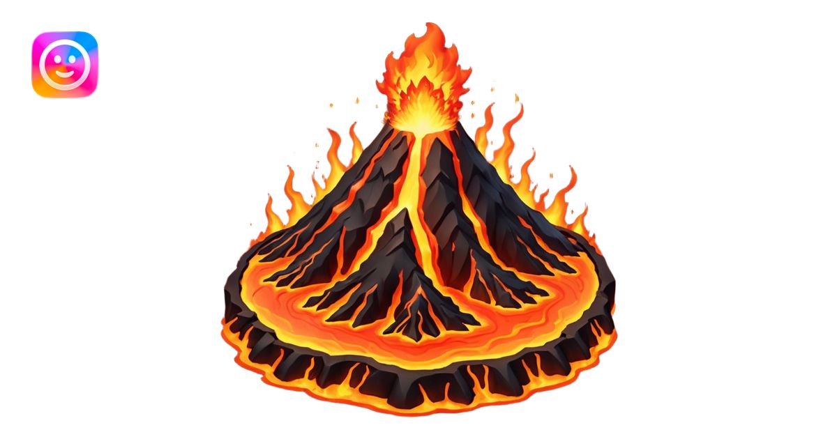 planet, Volcano Planet, lava rivers and erupting peaks emoji | AI Emoji ...