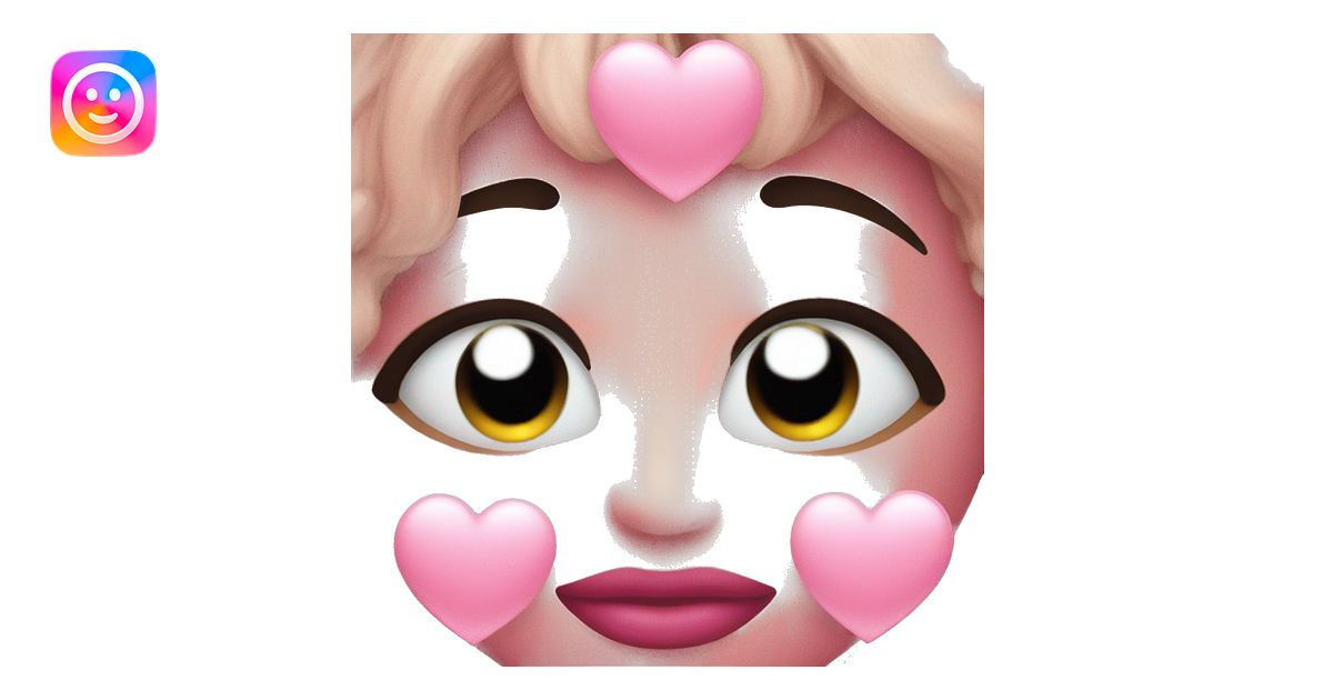 blushing kiss face with pink heart emoji | AI Emoji Generator