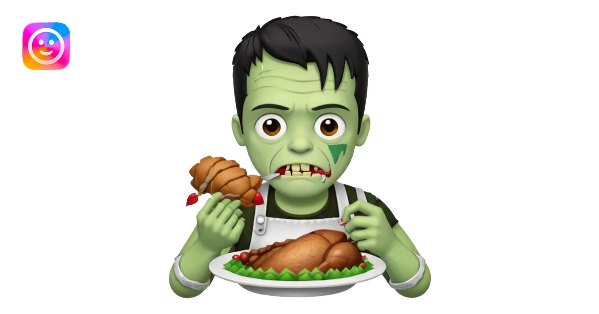 Frankenstein eating turkey emoji | AI Emoji Generator