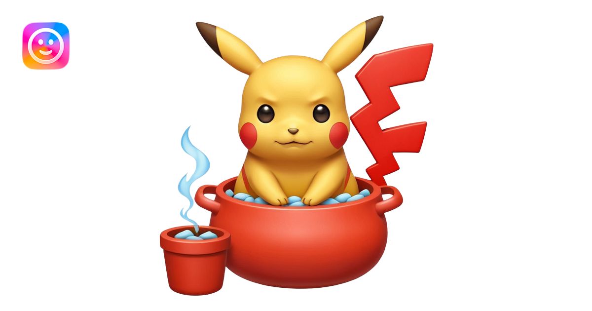 Un Pikachu rouge qui et triste avec des éclairs en fond et il a fait ...