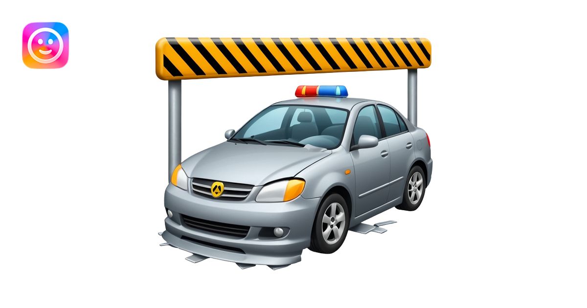 car crashed to a trafic barrier barrier in front of car and car front ...