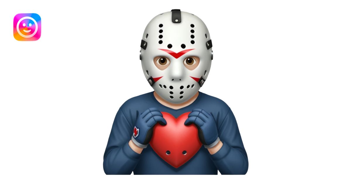 Jason Voorhees, looking cute, making a heart with his hands emoji | AI ...