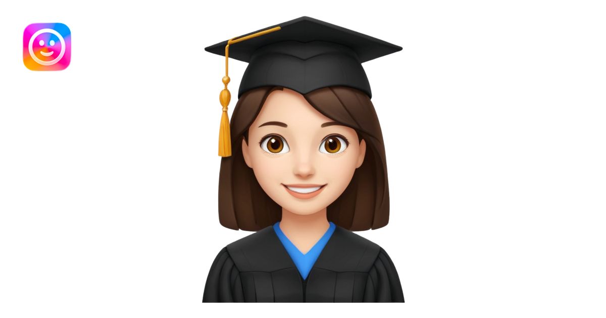 young brunette girl university graduate emoji | AI Emoji Generator