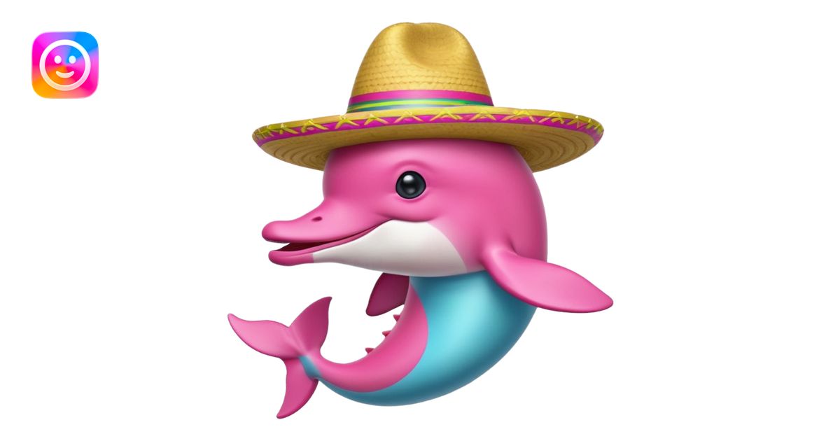 Delfin rosado con sombrero emoji | AI Emoji Generator