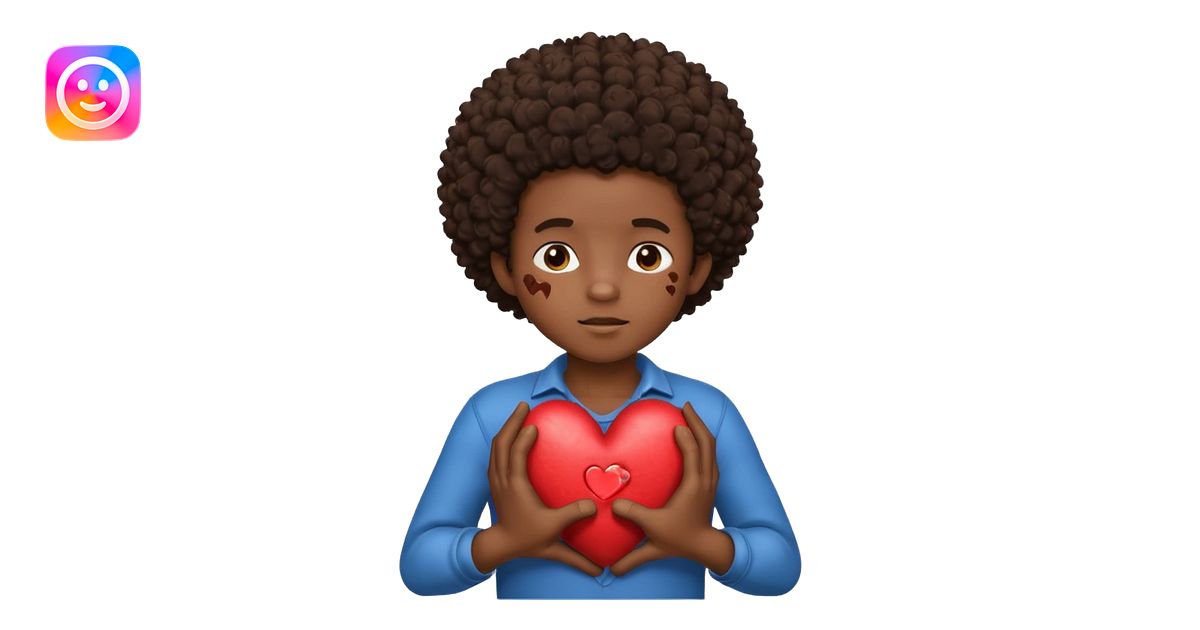 I want a black boy with chocolate skin and a small messy afro holding a ...