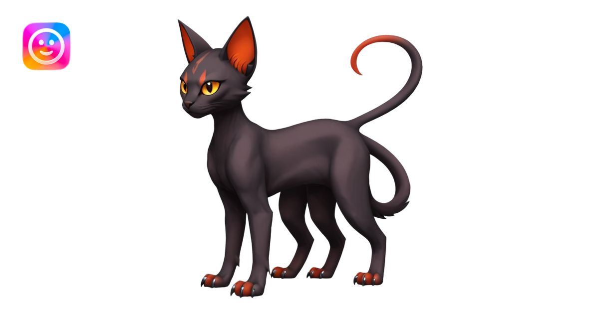Black edgy Noivern-Litten-Sphynx-Lykoi-Caracal-cat-Fakemon full-body ...