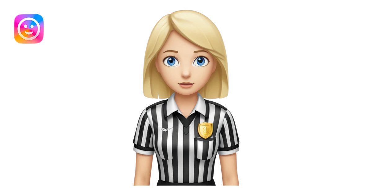 blue eyes blonde girlIN REFEREE UNIFORM STANDING UP emoji | AI Emoji ...