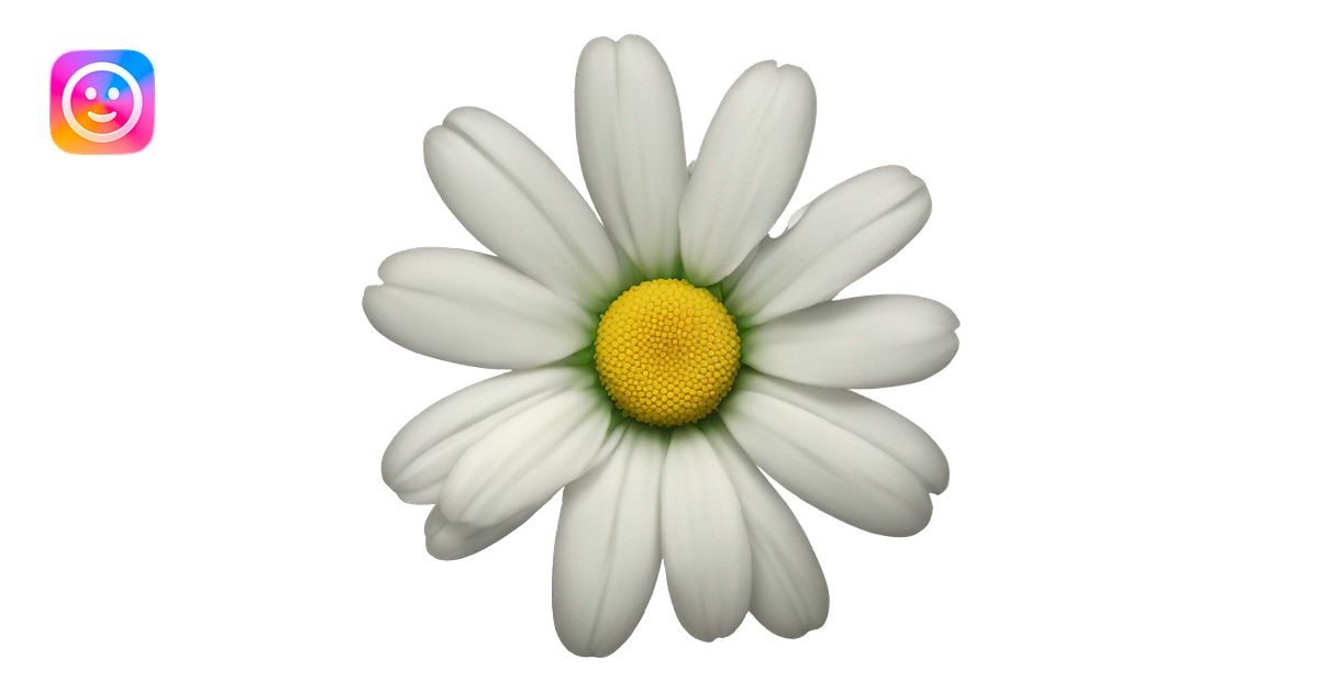 A white daisy 1 petal missing emoji | AI Emoji Generator