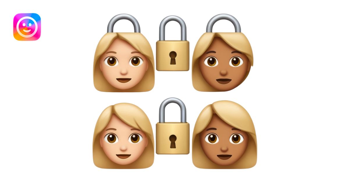 facial recognition emoji, a face with a lock symbol, apple emoji style ...