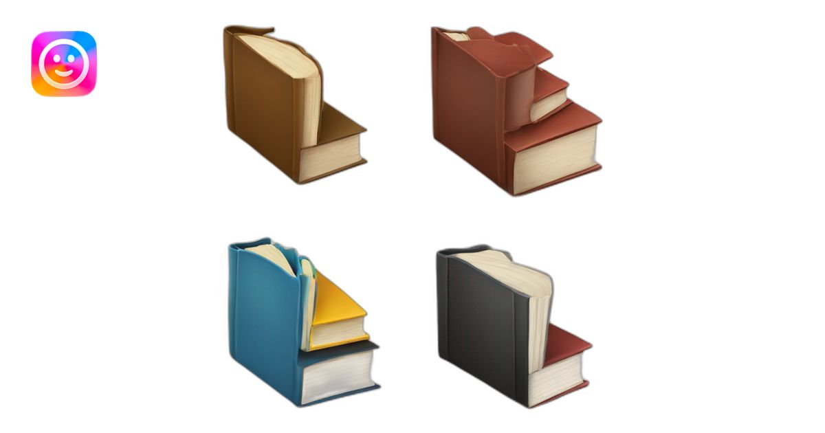 books with different size and thick with one book inclined emoji | AI ...