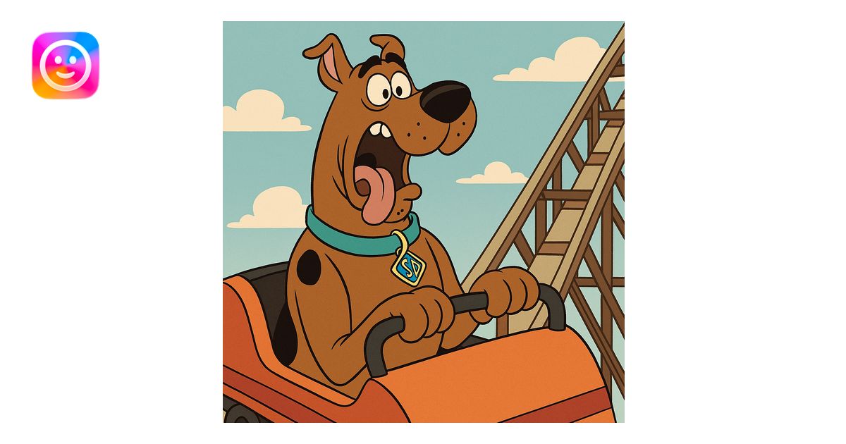 Scooby doo dans un roller coaster illustration | AI Emoji Generator