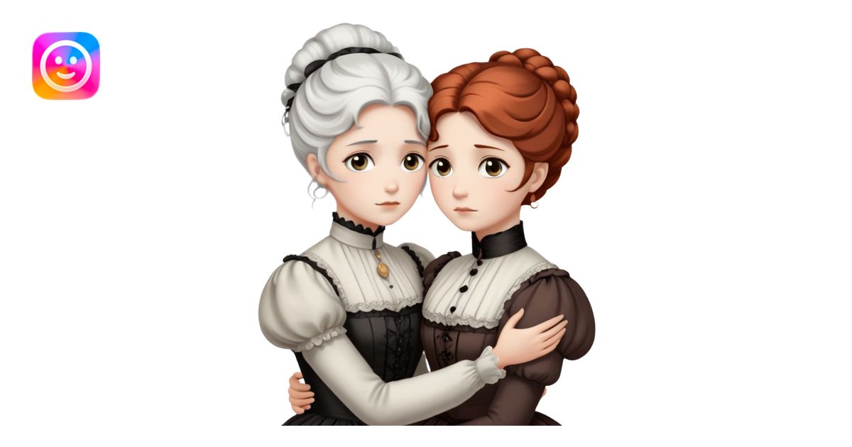 Two Victorian women with grey eyes in a sad, intimate hug. One has ...