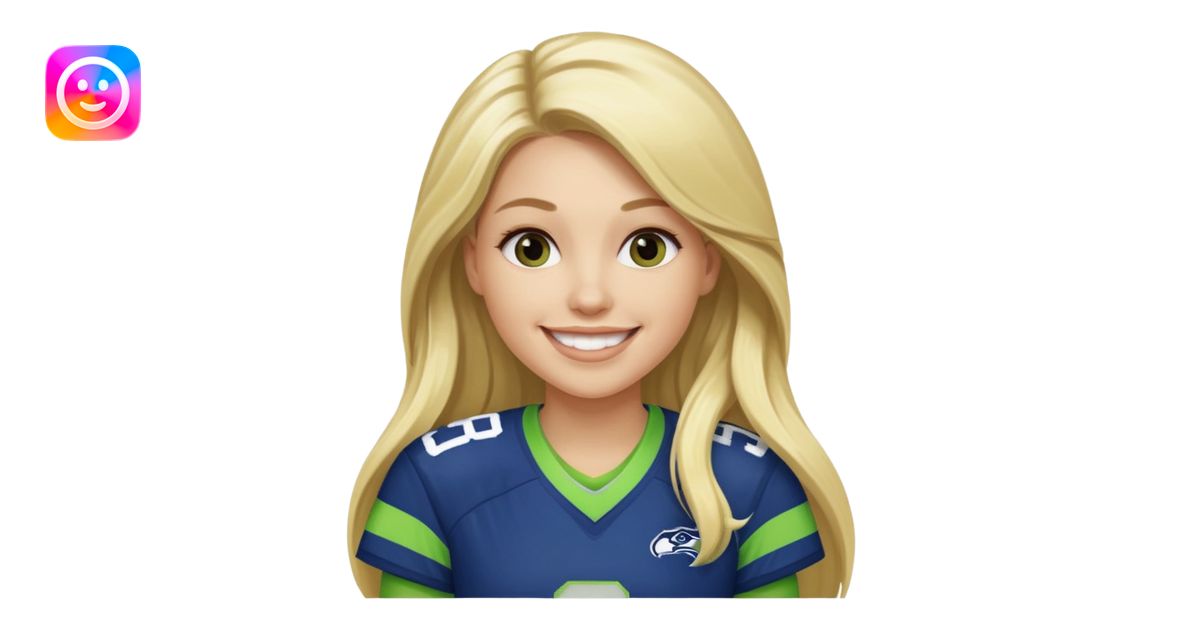 Long blonde hair seahawks fan female emoji | AI Emoji Generator