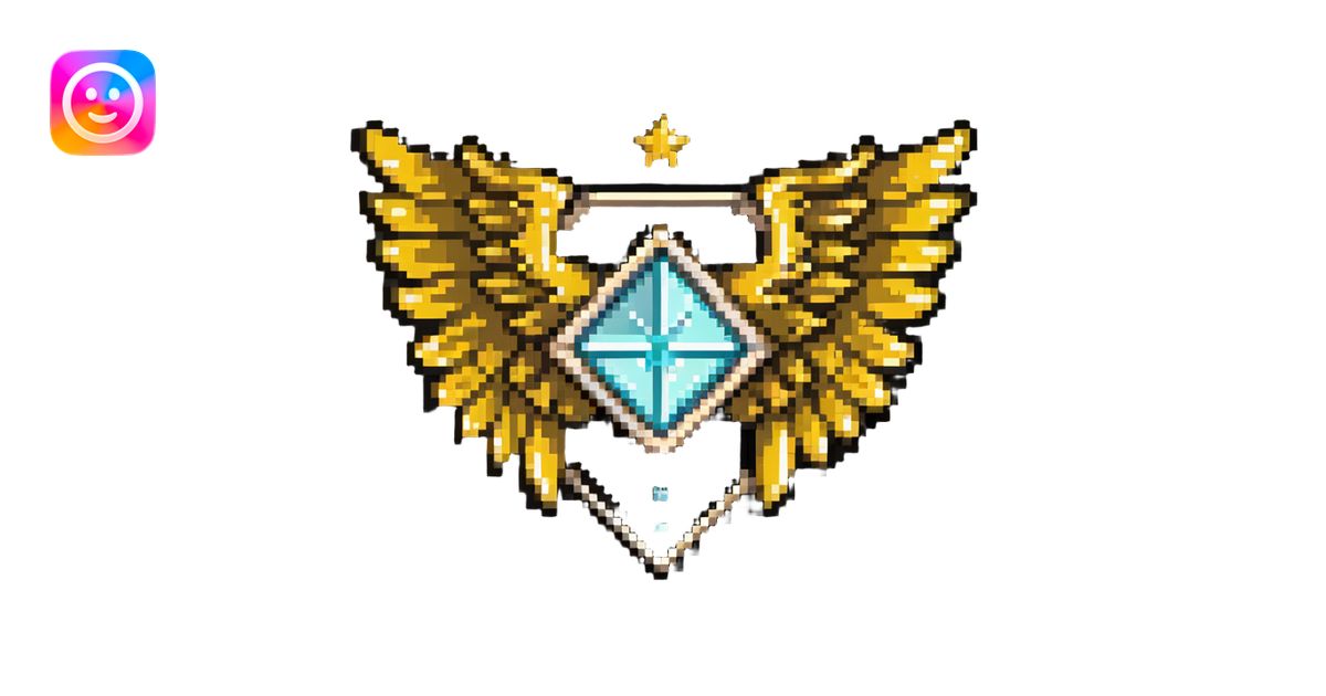 Diamond-shaped special member emblem with golden wings and star ...