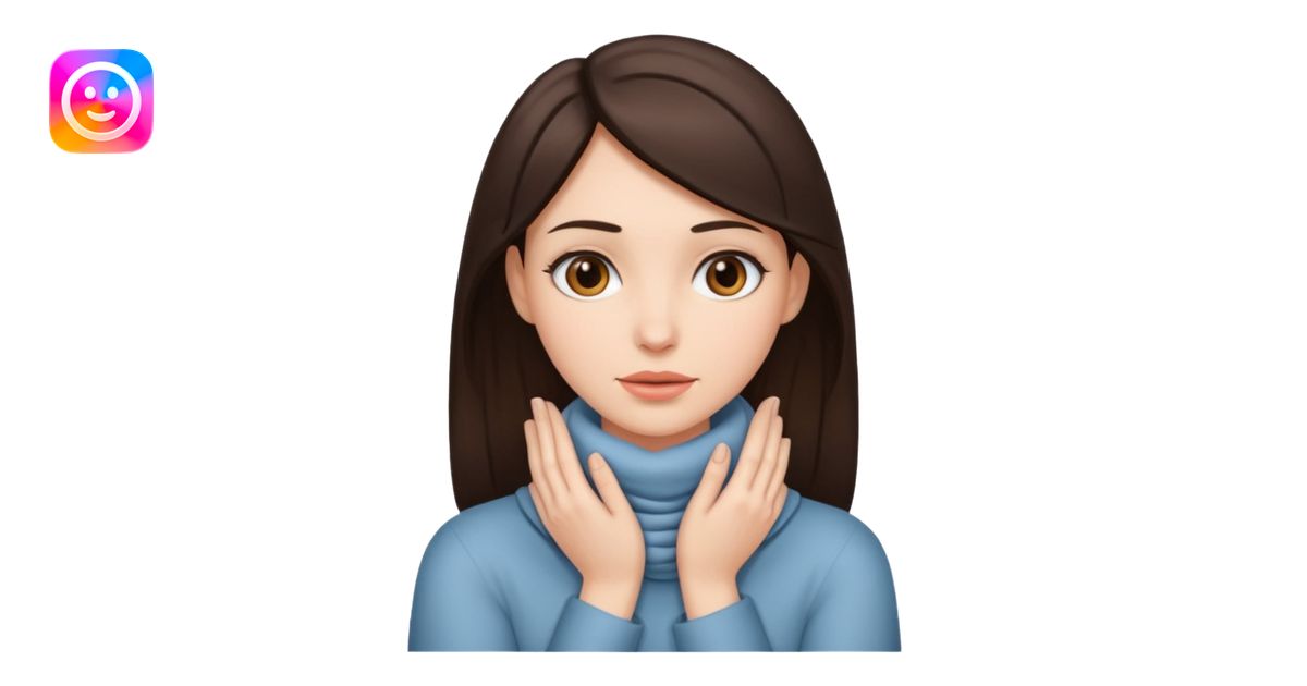 a brunette woman with two hands wrapped around her neck emoji | AI ...