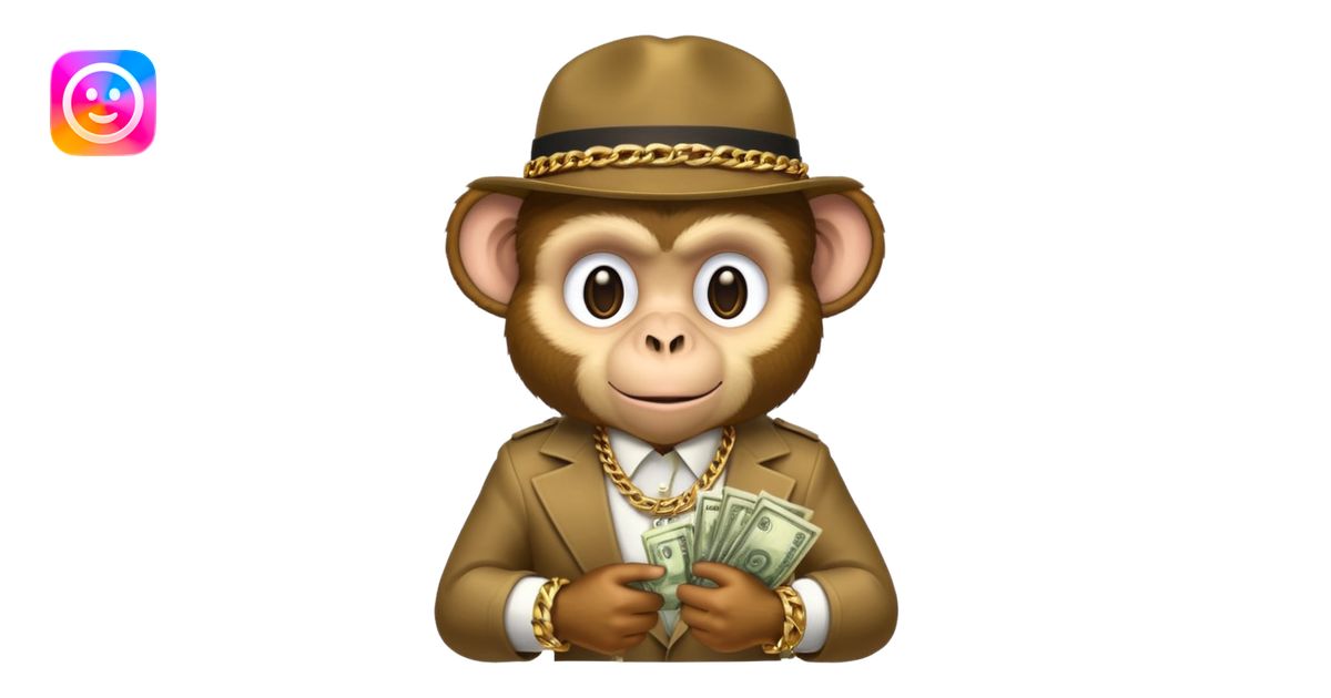 gangester monkey with money emoji | AI Emoji Generator