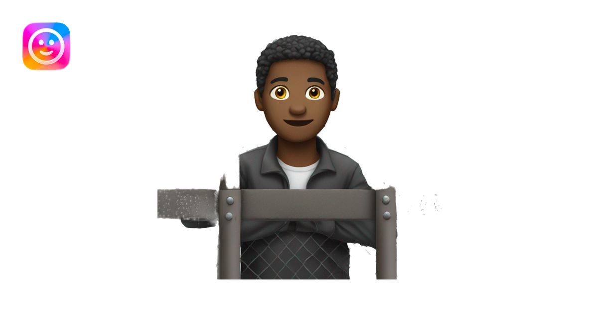 Black person behind the fence emoji | AI Emoji Generator
