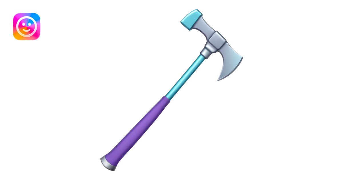 Axe with purple handle with silver blade with cyan edge emoji | AI ...